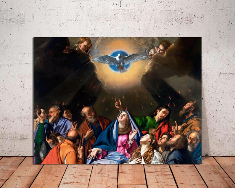Pentecost Holy Spirit Canvas Print, Catholic Religious Art, Ready to ...
