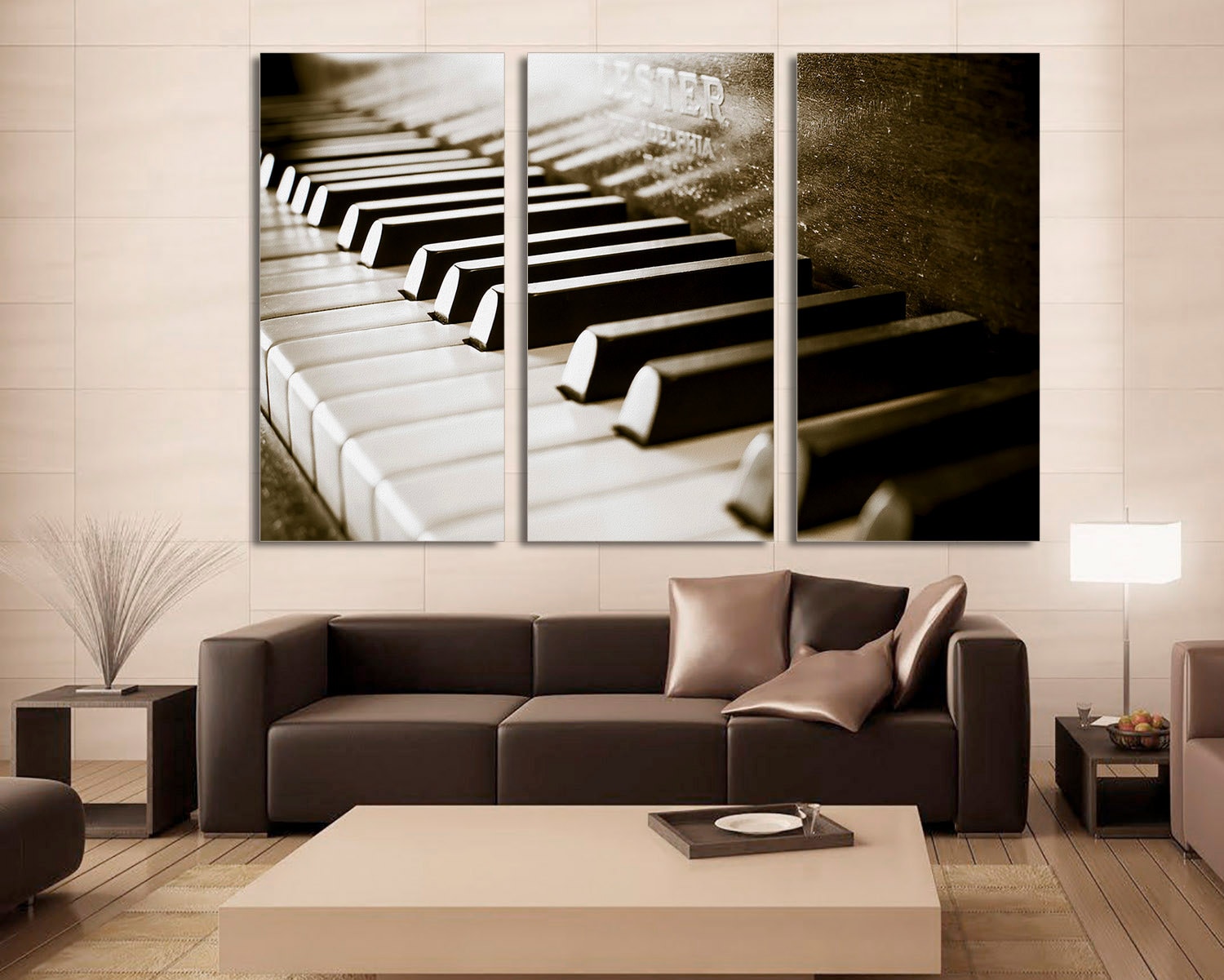 Sepia Antique Piano Keys Canvas Art, 3 Panel Split - Etsy