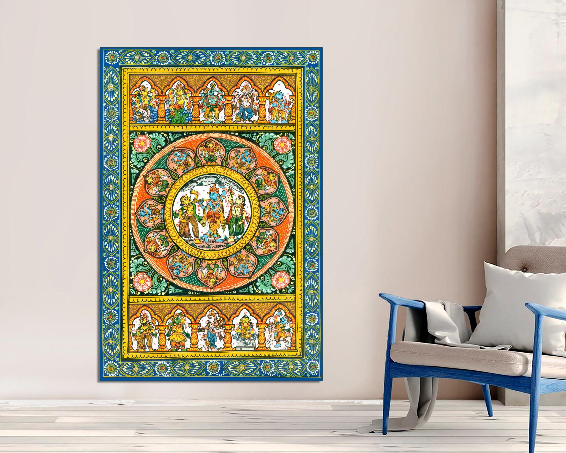 Dashavatar Canvas Print, Hindu Mythology Art, 10 Avatar Art, Vishnu ...