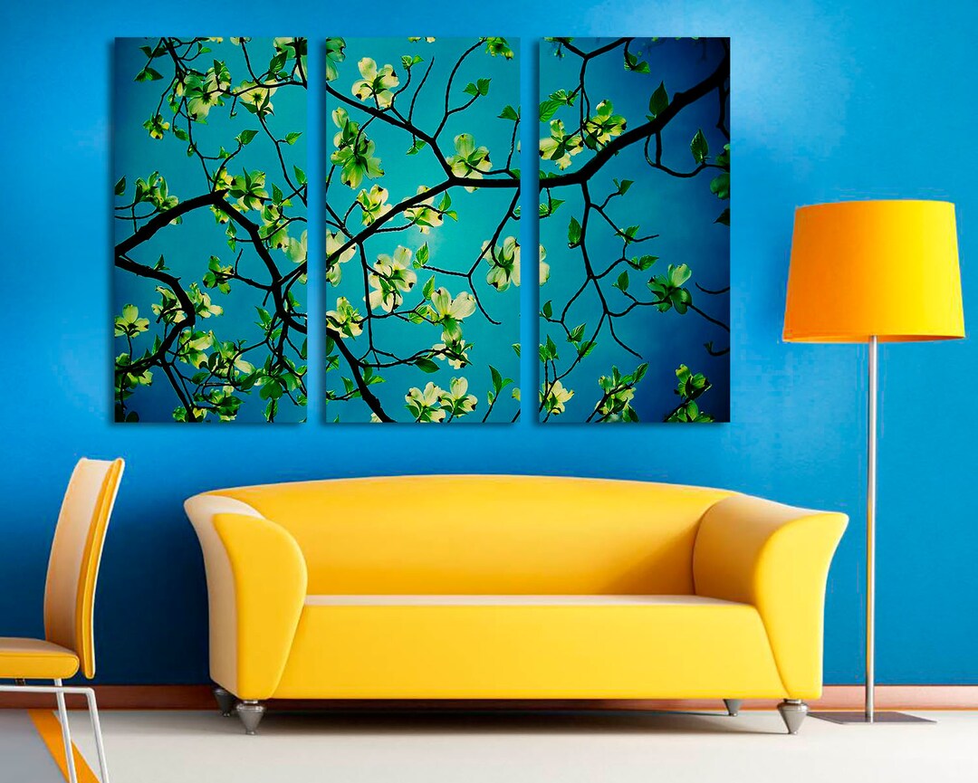 3 Panel Canvas Split , Peach Tree Blooming, Photo Print on Canvas ...