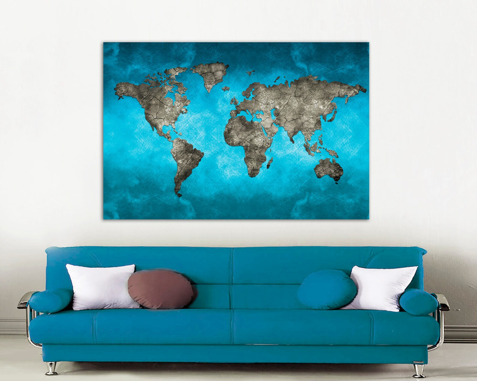 Single Panel Abstract World Map Canvas Print1.5 Deep | Etsy