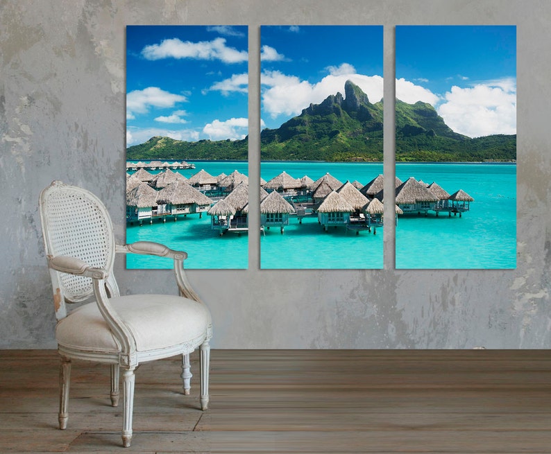 3 Panel Split triptych Tropical Canvas Print Deep Frames | Etsy