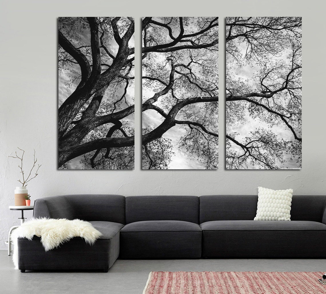 Trees in Black and White Canvas Print Wall Art 3 Panel - Etsy