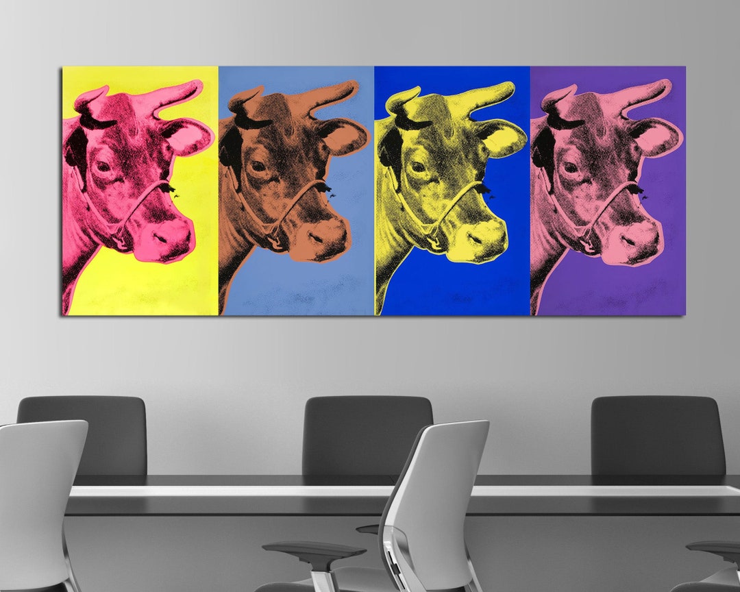 Andy Warhol , Cow Pop Art, Art Prints,single Panel Panoramic Canvas ...