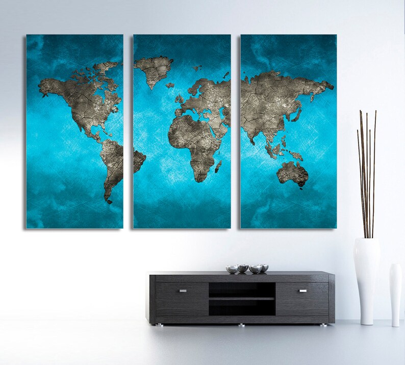 World Map Home Decor Beautiful World Map Canvas Poster - Etsy