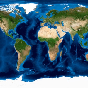 3 Panel Split, World Map From Space Canvas Print,1.5" Deep Frames ...