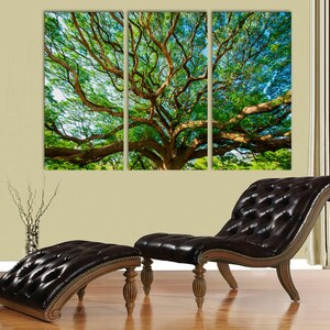 3 Panel Canvas Split ,tree Branches With Leaves in Sunlight, Photo ...