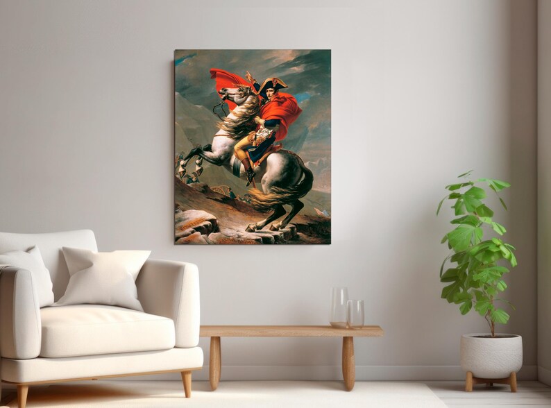 Napoleon Crossing the Alps Canvas Print, Jacques Louis David, French ...