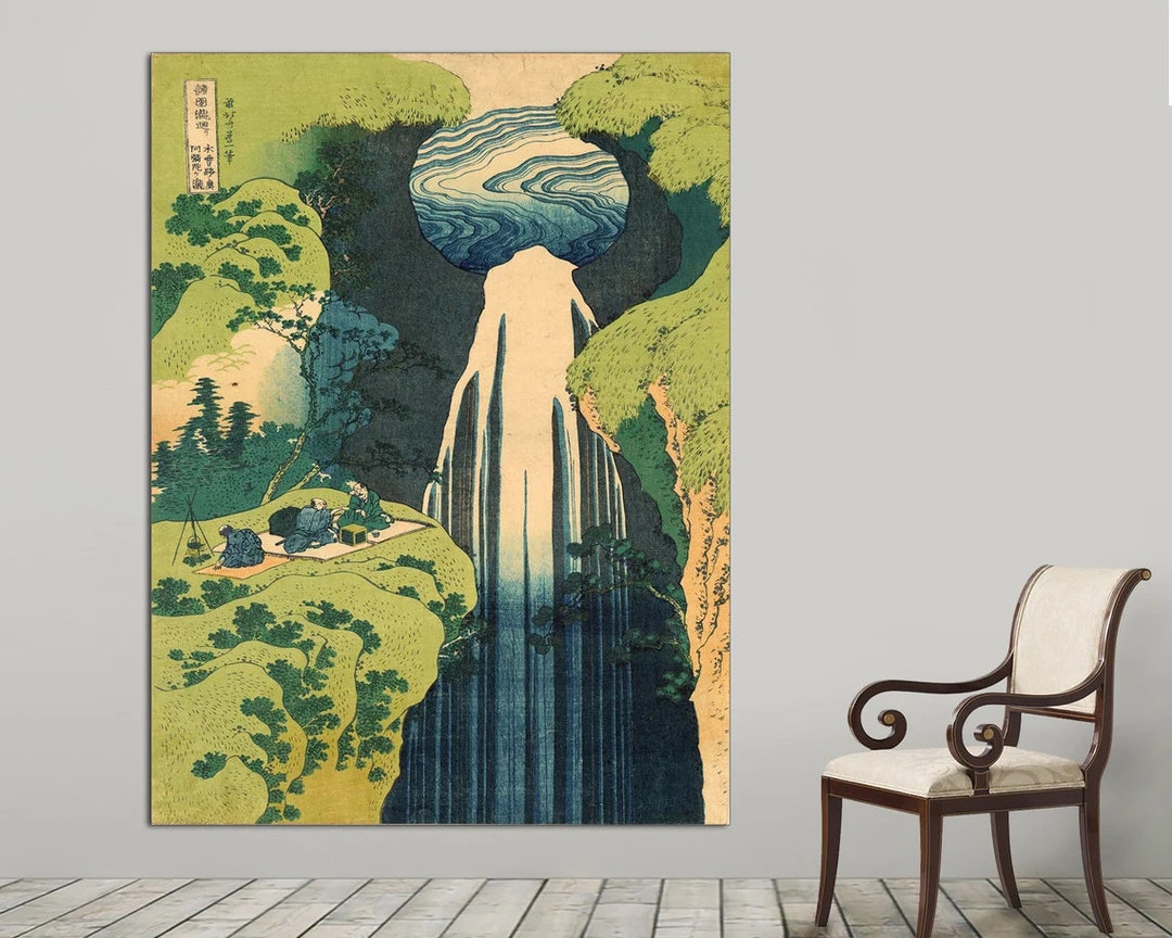 Katsushika Hokusai Art Canvas, Amida Waterfall Canvas Print, Deep ...