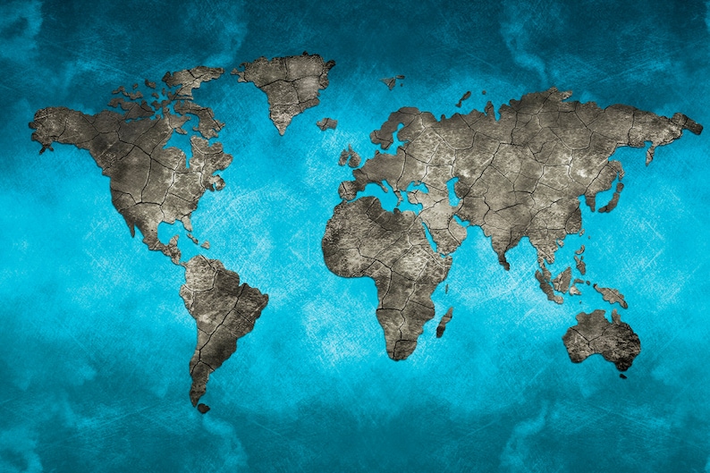 World Map Home Decor Beautiful World Map Canvas Poster - Etsy