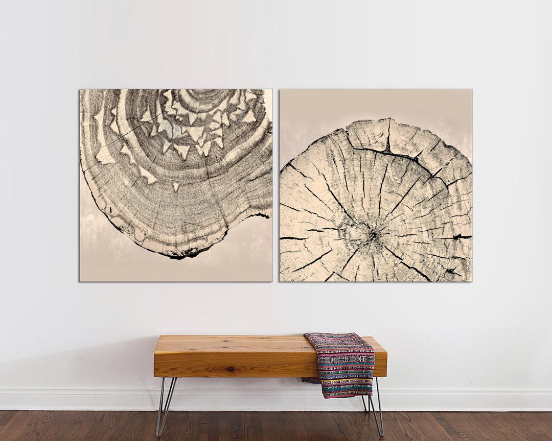 Set of 2 Prints, Tree Ring Print, Tree Stump Print, Tree Ring Wall Art ...