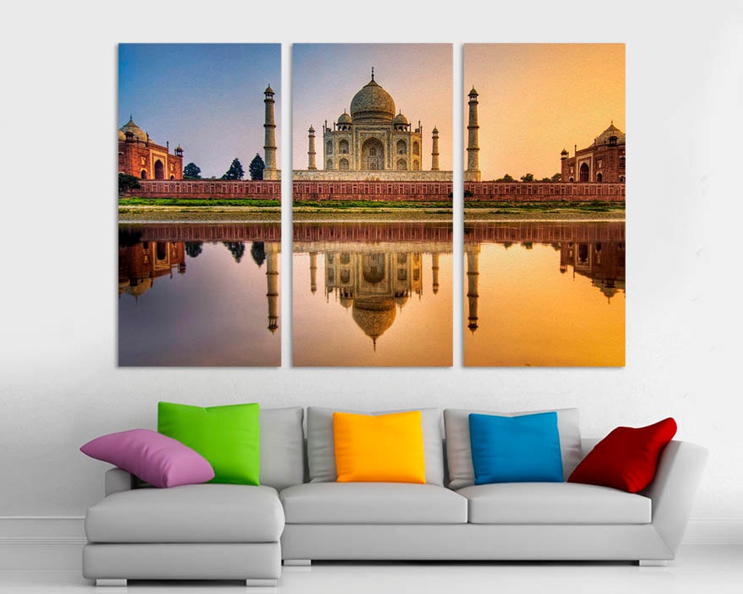 3 Panel Split (triptych) Canvas Print. 1.5" Deep Frames, Taj Mahal, for ...