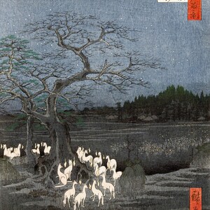 Japanese Art Print, New Year's Eve Foxfires at the Changing Tree, Oji ...
