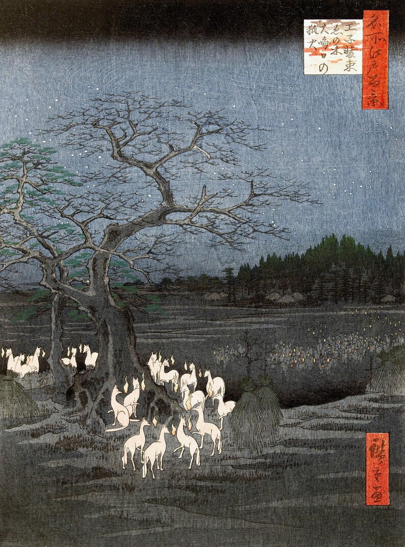 Hiroshige Utagawa Japanese Art Canvas Print, New Year's Eve Foxfires - Etsy