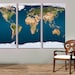 3 Panel Split Abstract World Map Canvas Print,1.5 Deep Frames,triptych ...