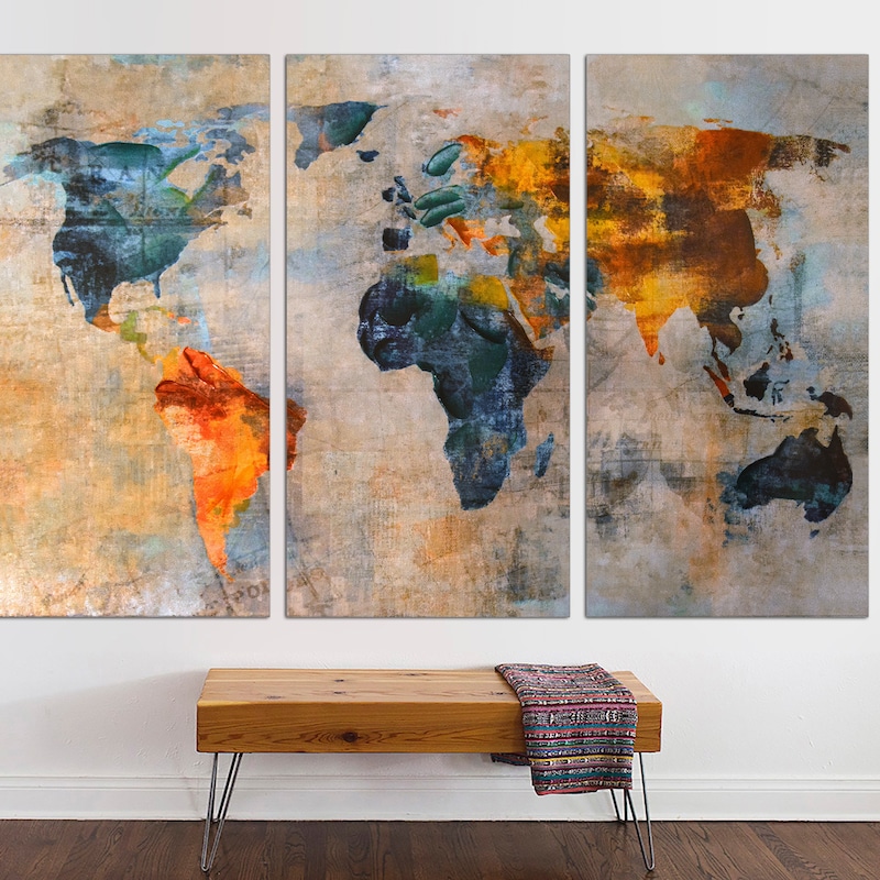 World Map Canvas - Etsy