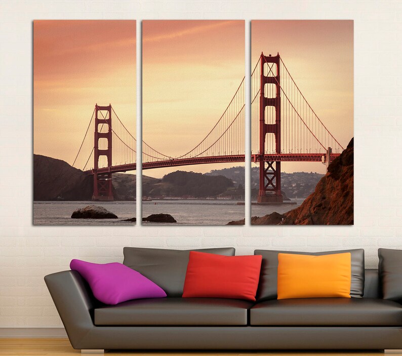 SF Golden Gate Bridge 3 Panel Split Canvas Triptych Canvas - Etsy