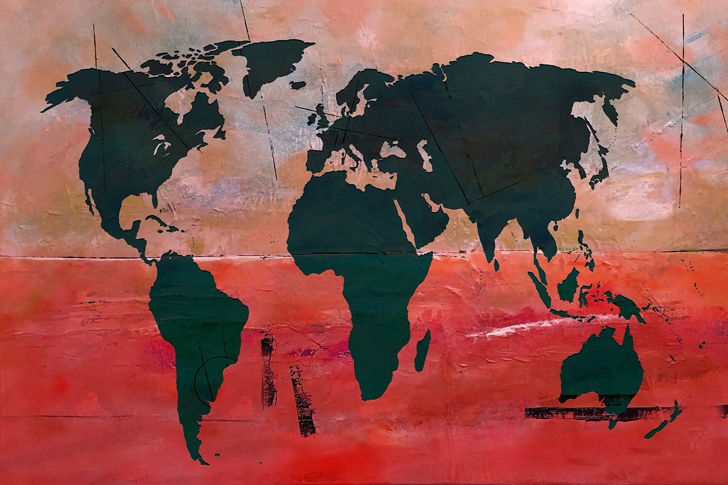 3 Panel Split Abstract World Map Canvas Print Abstract Map - Etsy