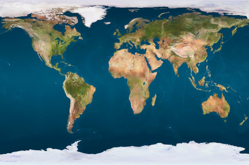 3 Panel Split World Map Canvas Print1.5 deep | Etsy