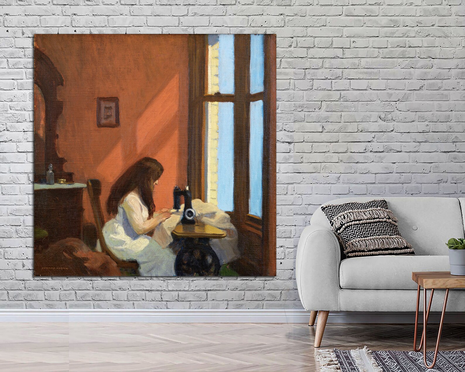 Edward Hopper Girl at Sewing Machine Canvas Art Print, Ready to Hang - Etsy