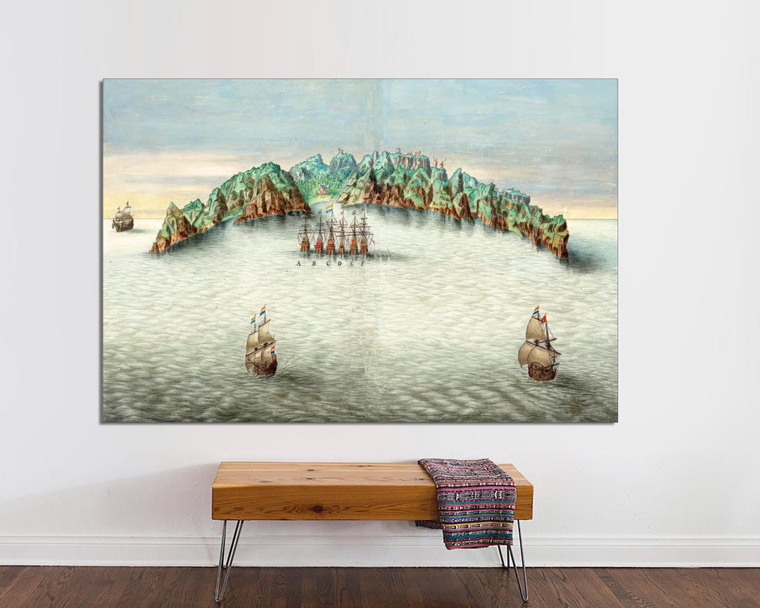 CANVAS Print Ready to Hang, the Island of Saint Helen, Sea Battle Wall ...