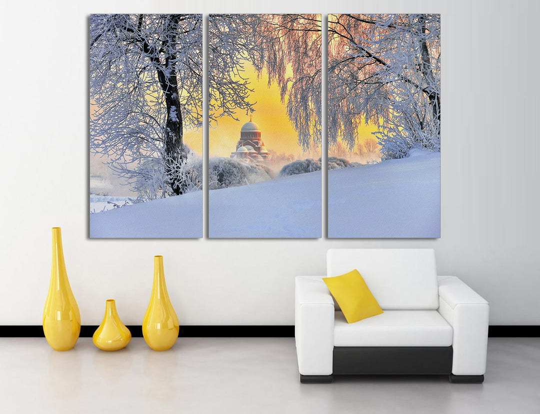 3 Panel Split Wall Art Canvas Print Winter Snow Sunset - Etsy