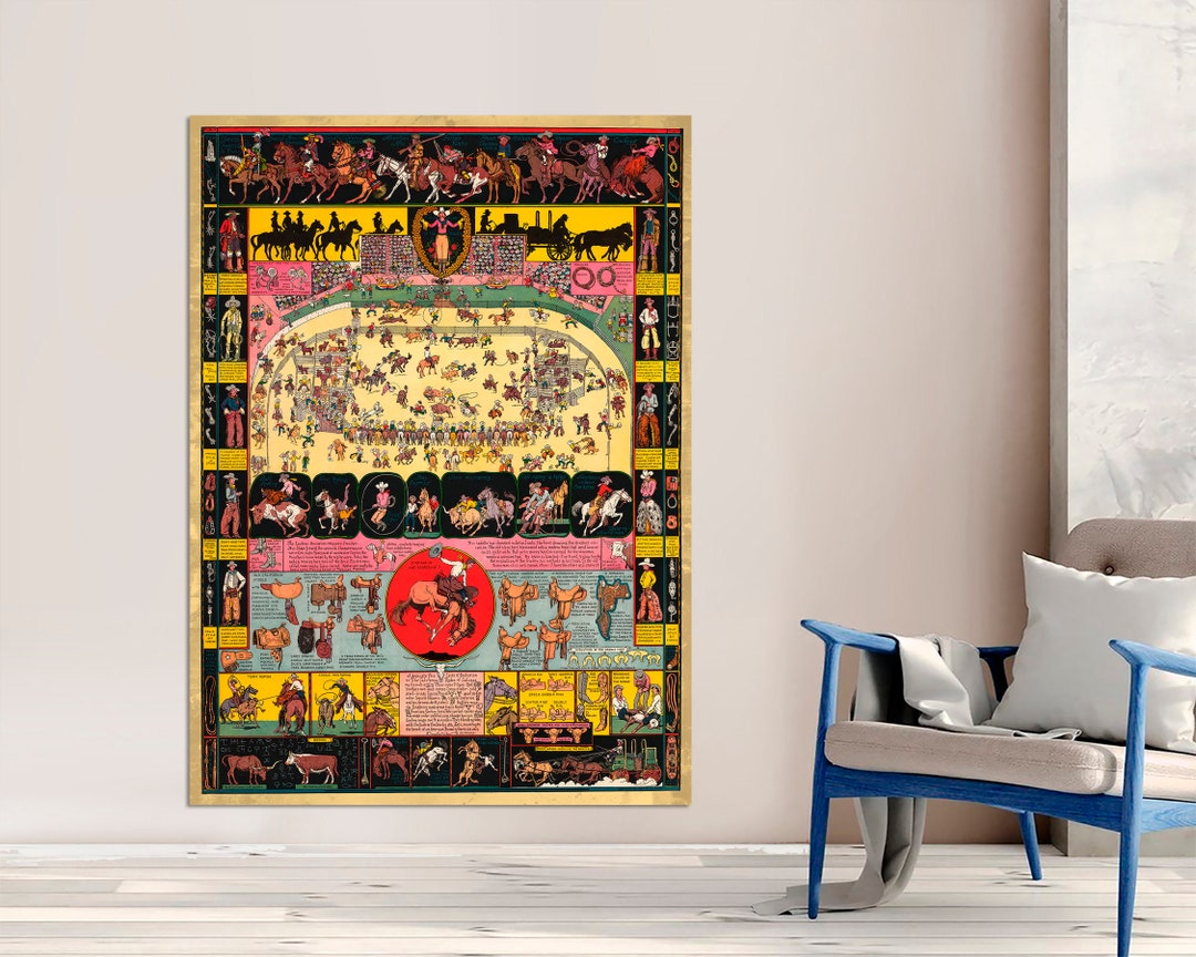 CANVAS Print Ready to Hang, Evolution of the COWBOY Rodeo Reproduction ...