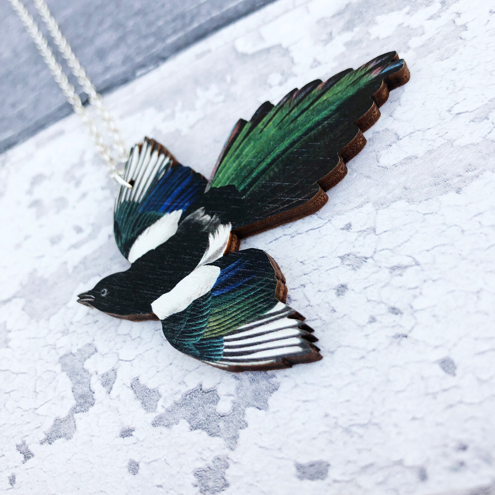 Magpie Necklace Magpie Pendant Bird Jewellery Bird Jewelry | Etsy