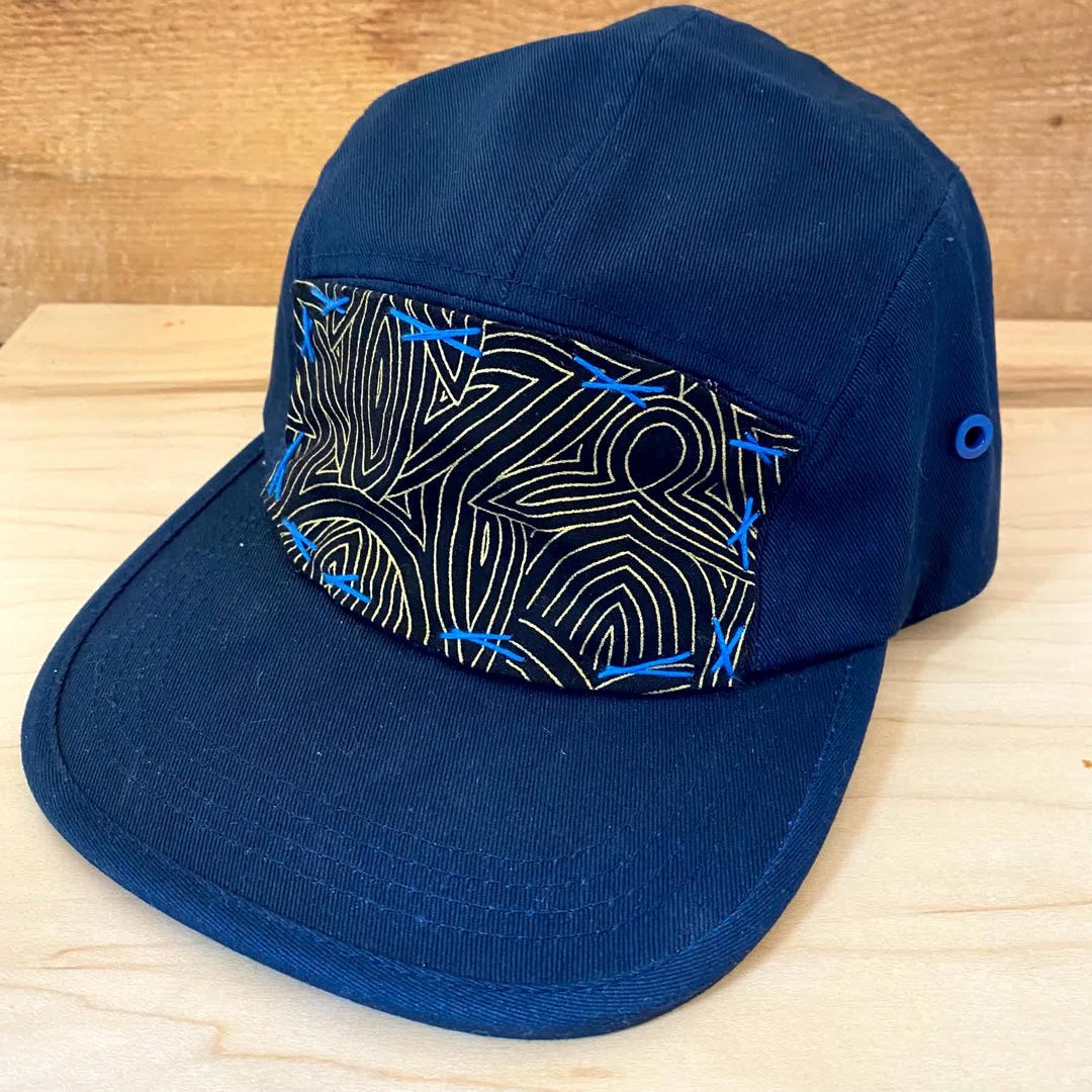 5 Panel Stitched Mixed Fabric Blowfish Designs Hats - Etsy