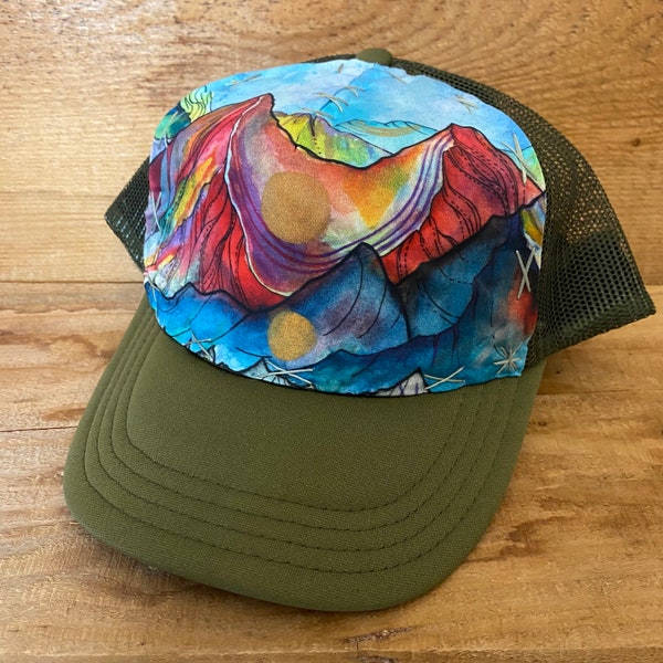 Mountain Sunset Trucker Hat - Etsy
