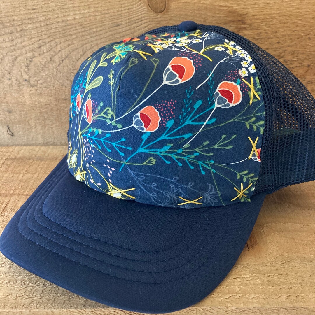 Night Spring Medium Blowfish Designs Floral Trucker Hat Multiple Colors ...