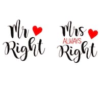 Mr. Right Mrs. Always Right Vinyl Decal Set, Humorous Wedding Gift - Etsy