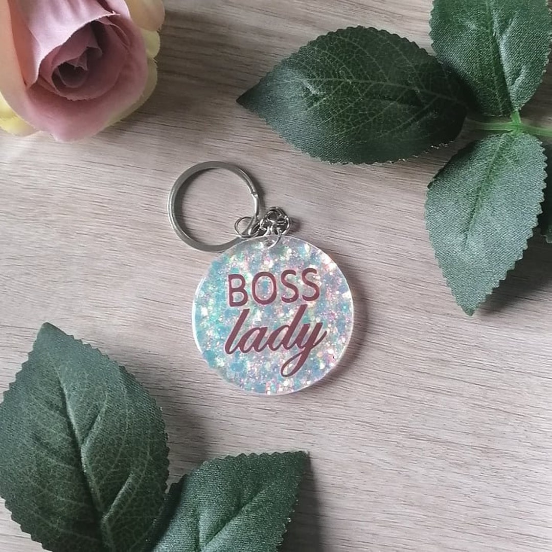 Boss Lady Rose Gold and Glittered Keyring-acrylic-resin-keychain-mum ...