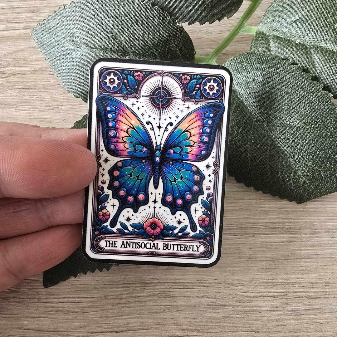 Anti Social Butterfly(colourful) Tarot Style VINYL Sticker-bookish ...