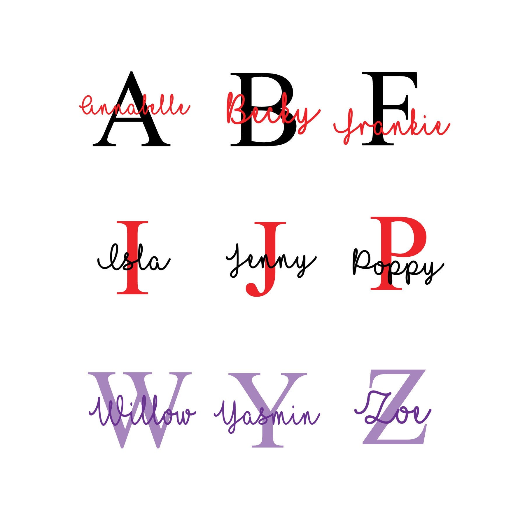 Personalised Initial / Name Overlay Vinyl Decal Transfer Sticker ...