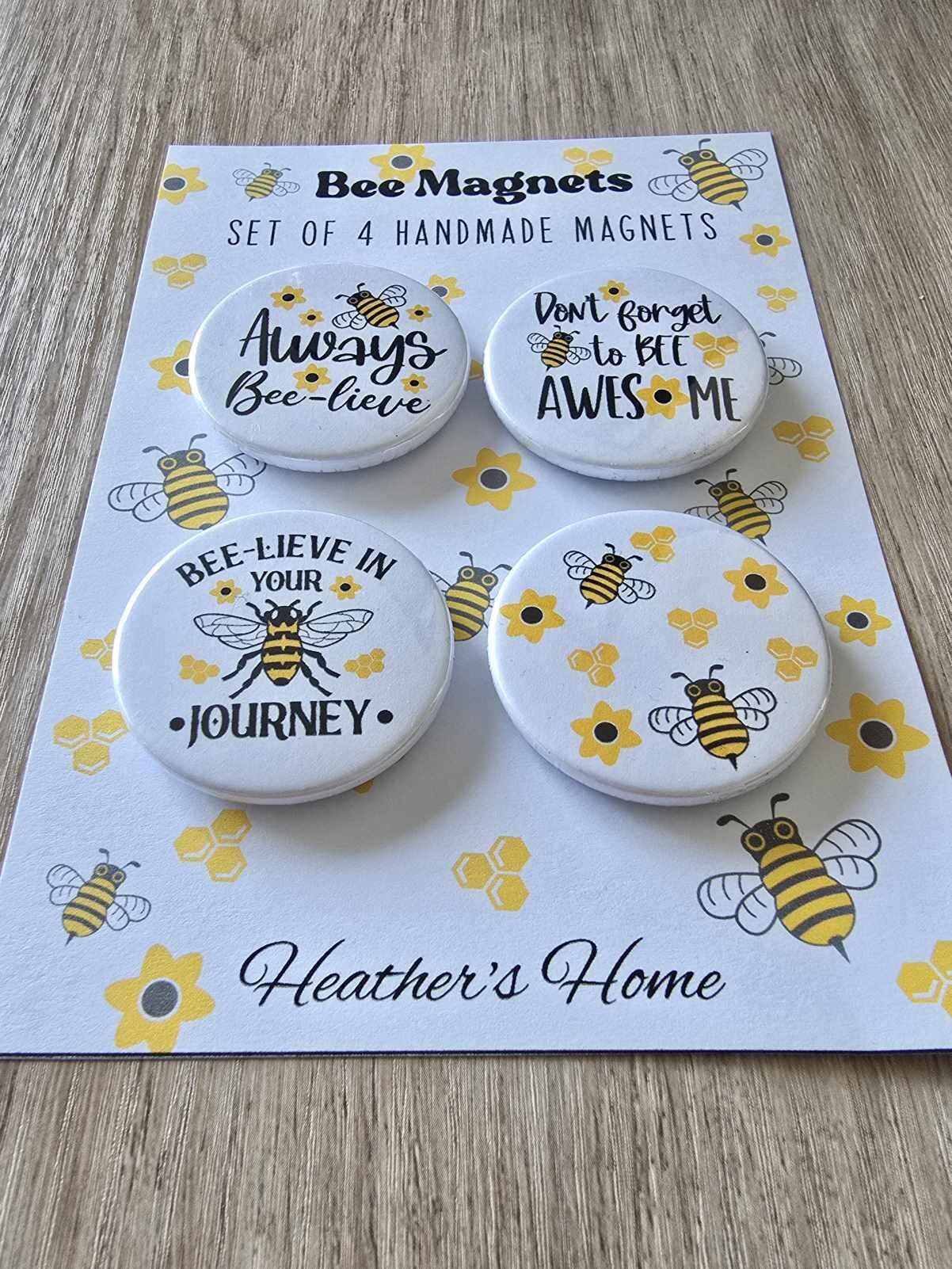 Set of 4 Mini Fridge Magnet - SET A Bee Themed/love Bees/ Bee Lover ...