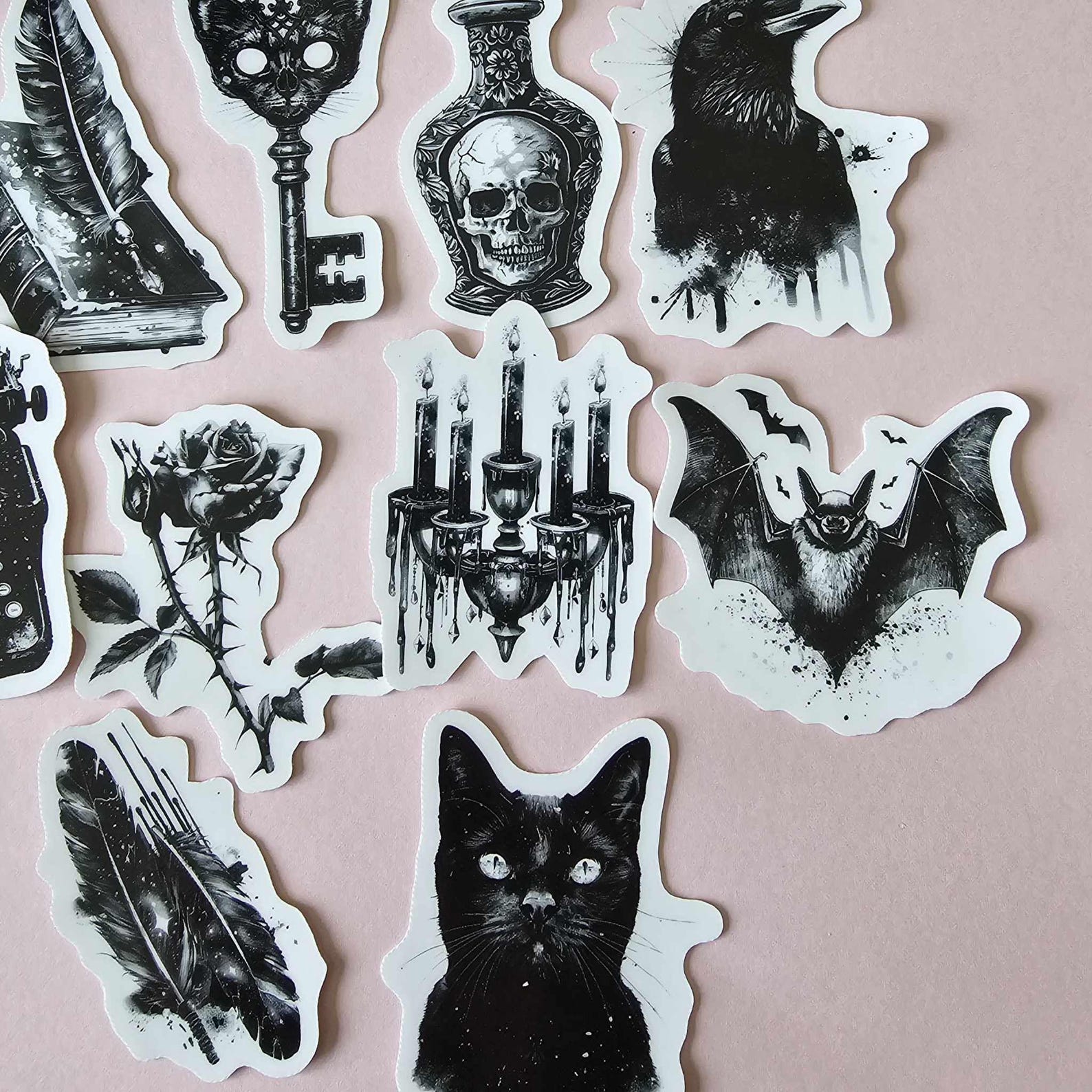 Dark Goth Style Vinyl Stickers X 10 ,dark Goth Stickers,dark Stickers ...