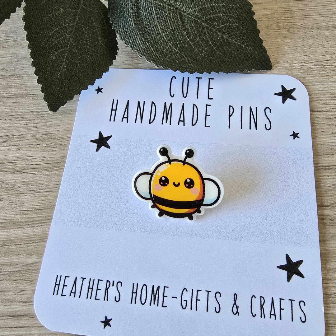 Handmade Bee Pin Shrink Plastic Pin Handmade Cute Bee Gift - Cute ...