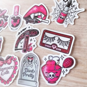 Glam Goth Vinyl Stickers X 10 Goth Stickers in Red, Glam Stickers, Goth ...