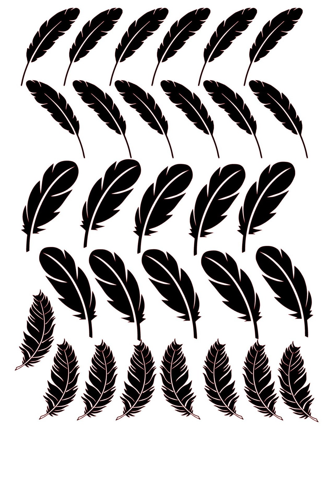 Sheet of 30 Feathers Vinyl Decals Transfers - Frames/glasses/mugs/small ...