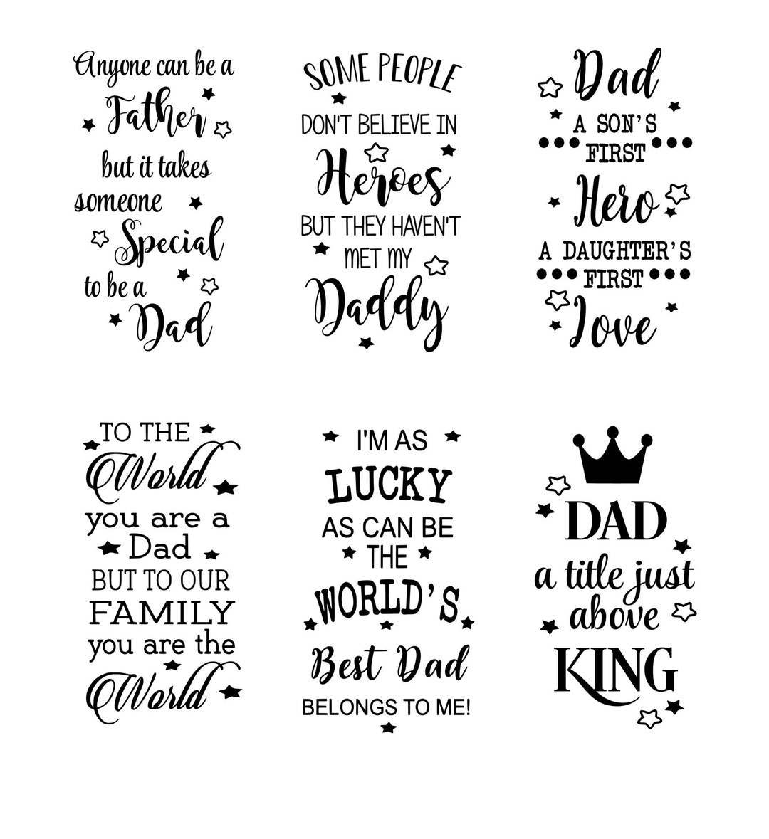 6 X Dad Quote Vinyls Decals- Vinyl Transfer Decal for Wine Bottles ...