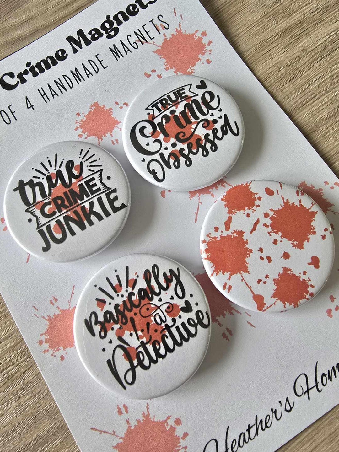 Set of 4 Mini Fridge Magnets-true Crime-true Crime Fan-armchair ...