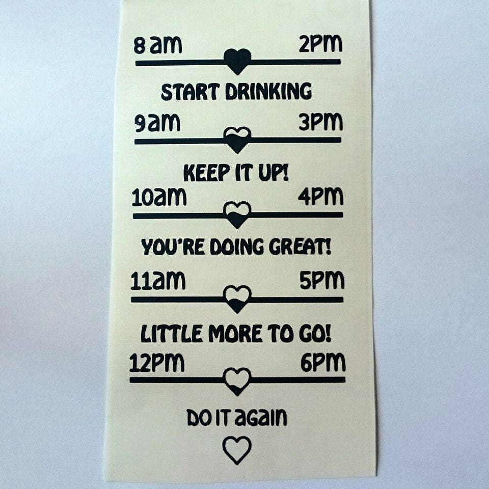 Water Bottle Tracker Vinyl - Track How Much You Drink - Heart Design ...