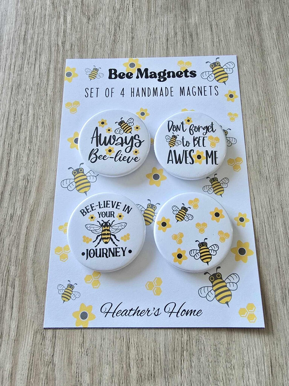 Set of 4 Mini Fridge Magnet - SET A Bee Themed/love Bees/ Bee Lover ...