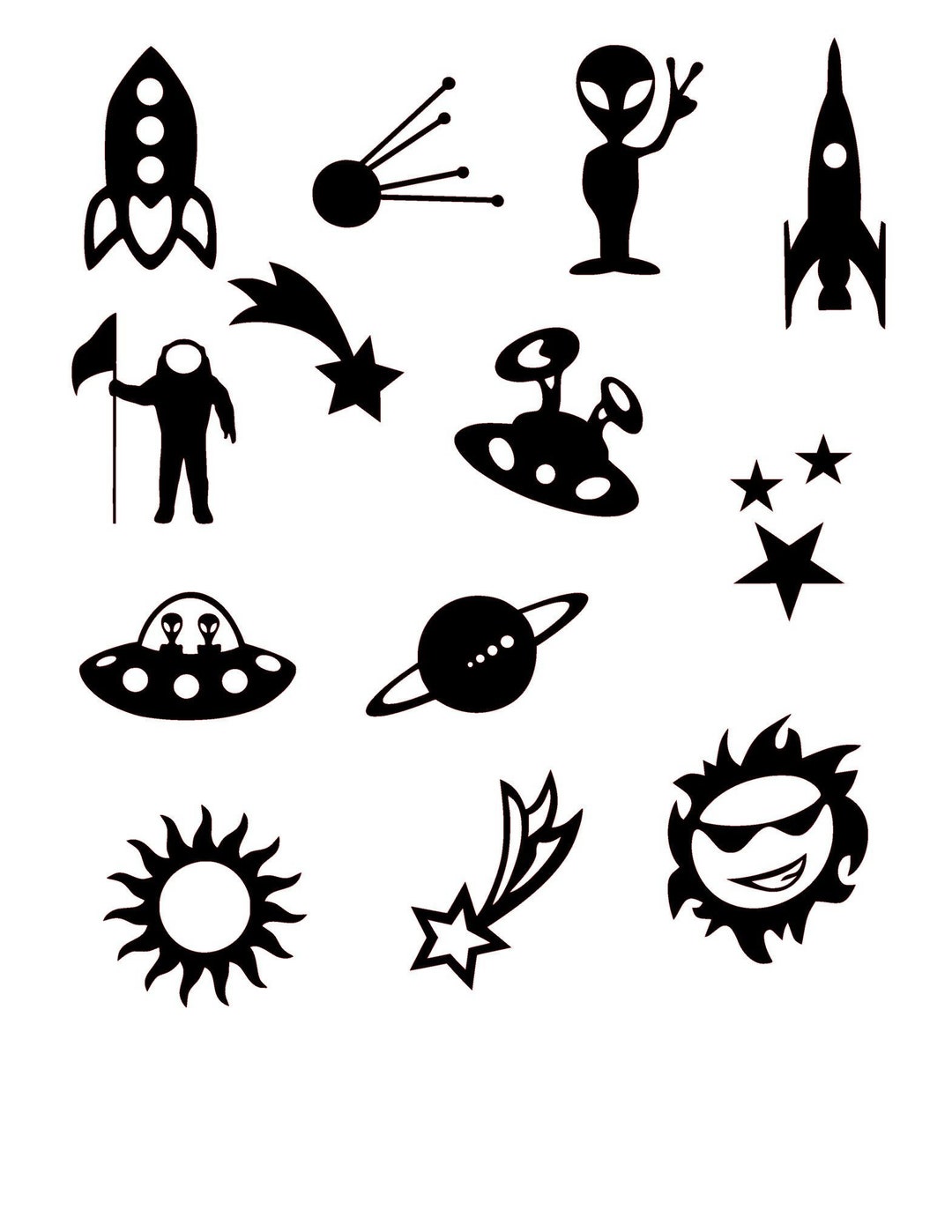 Space/alien Theme Vinyl Decals/transfers X 13 Ideal for Mirrors/kids ...