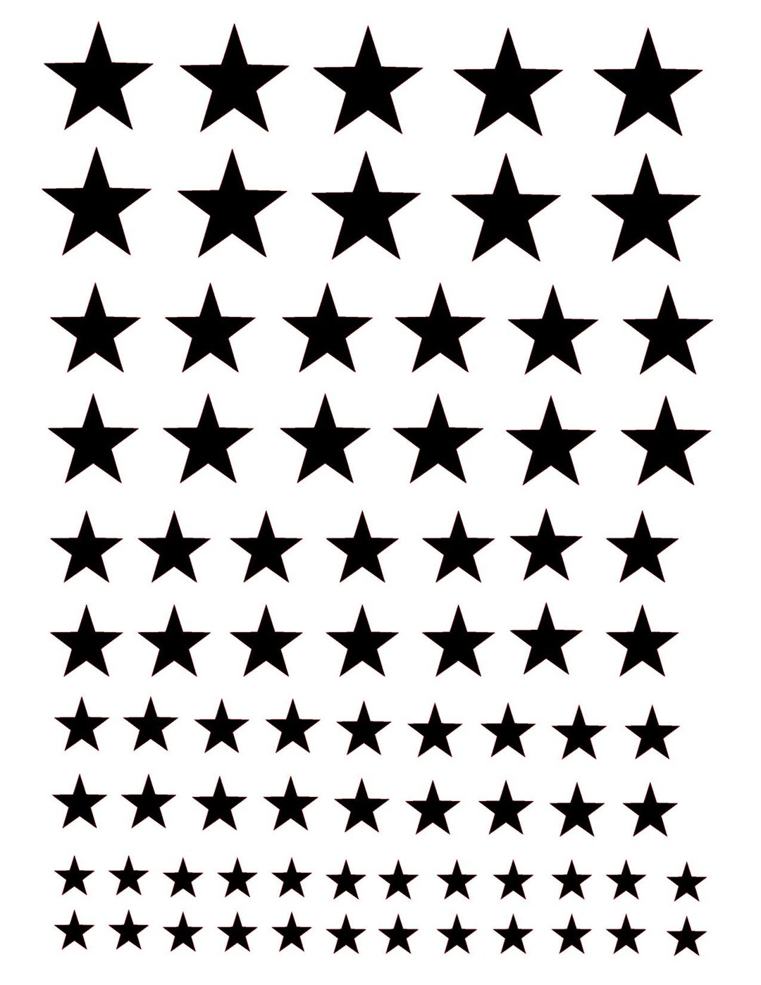Sheet of Over 70 Stars Vinyl Decals Transfers Various Sizes - Frames ...