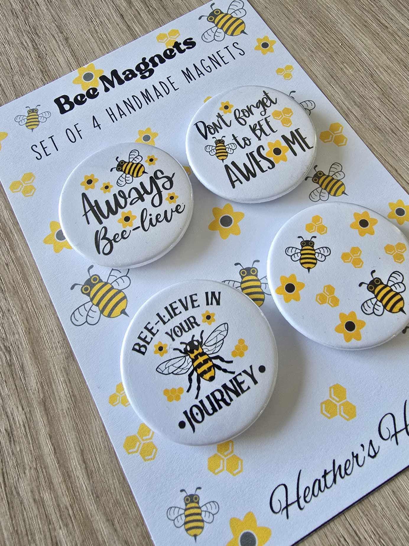 Set of 4 Mini Fridge Magnet - SET A Bee Themed/love Bees/ Bee Lover ...