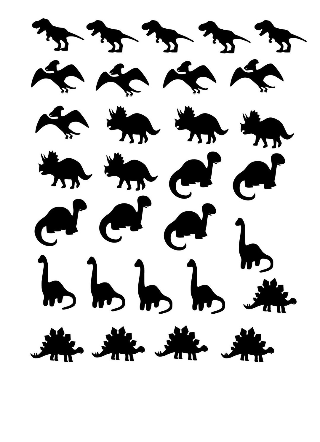 Sheet of 30 Mixed Dinosaurs - Vinyl Decals Transfers Various Sizes ...