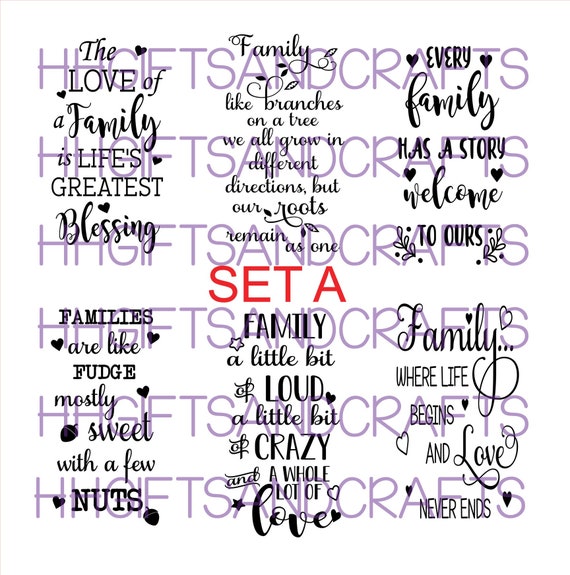 6 X Family Quote Vinyls Decals SET A OR B Vinyl Transfer - Etsy