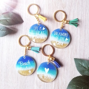 Beach Theme Keyring - Resin,acrylic,beach Effect,beach Lover Gift ...